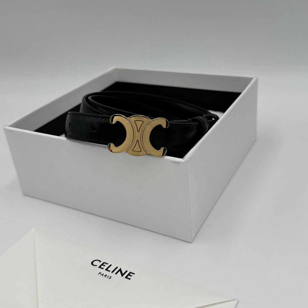 Ceinture Celine Triomphe noir & or T.80 | Le Dressing des Alpilles